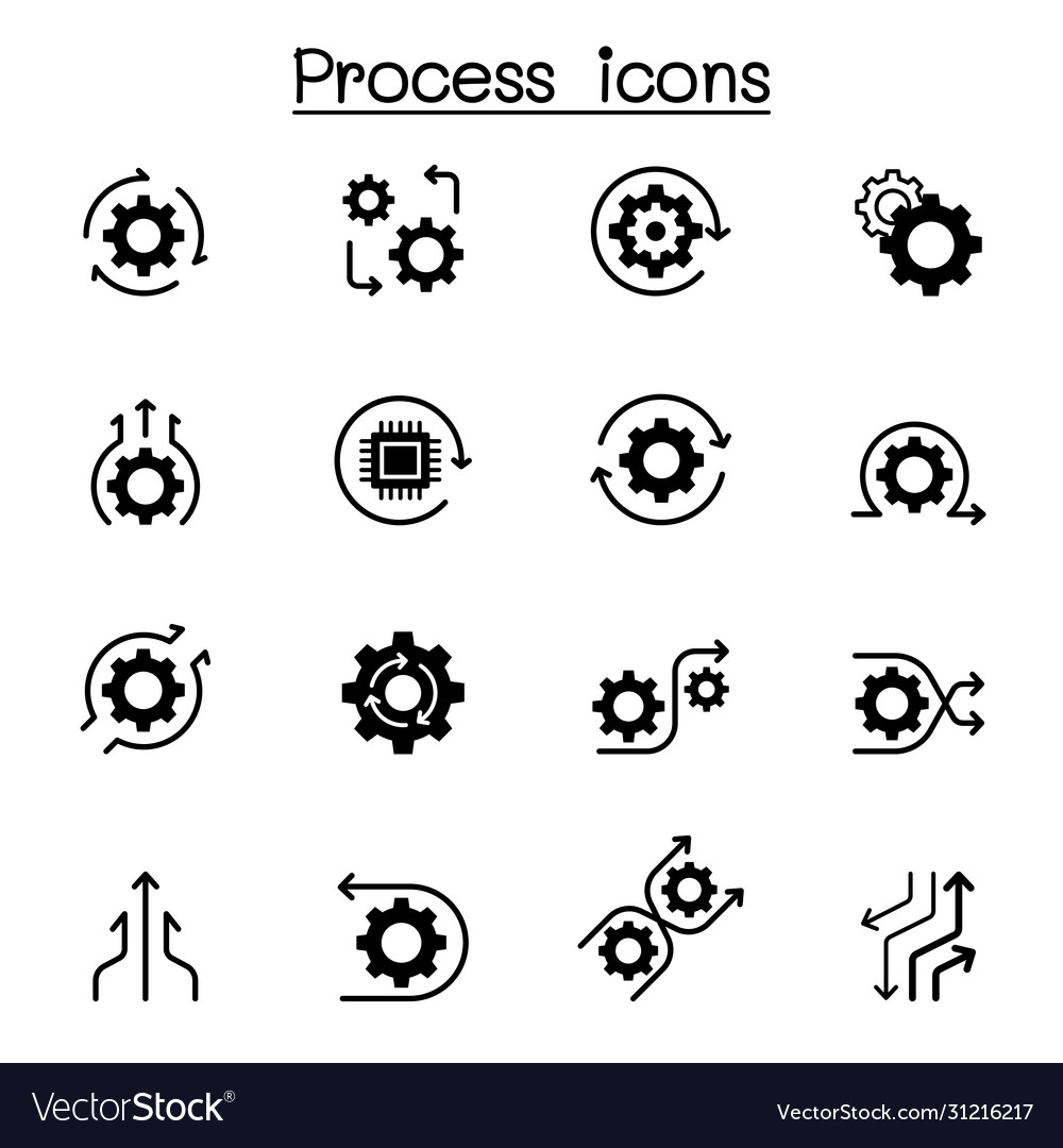 Process icon set graphic design Royalty Free Vector Image