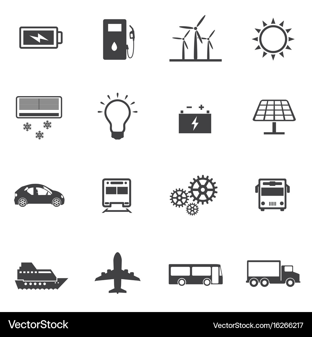 Renewable energy and ecology icon set Royalty Free Vector