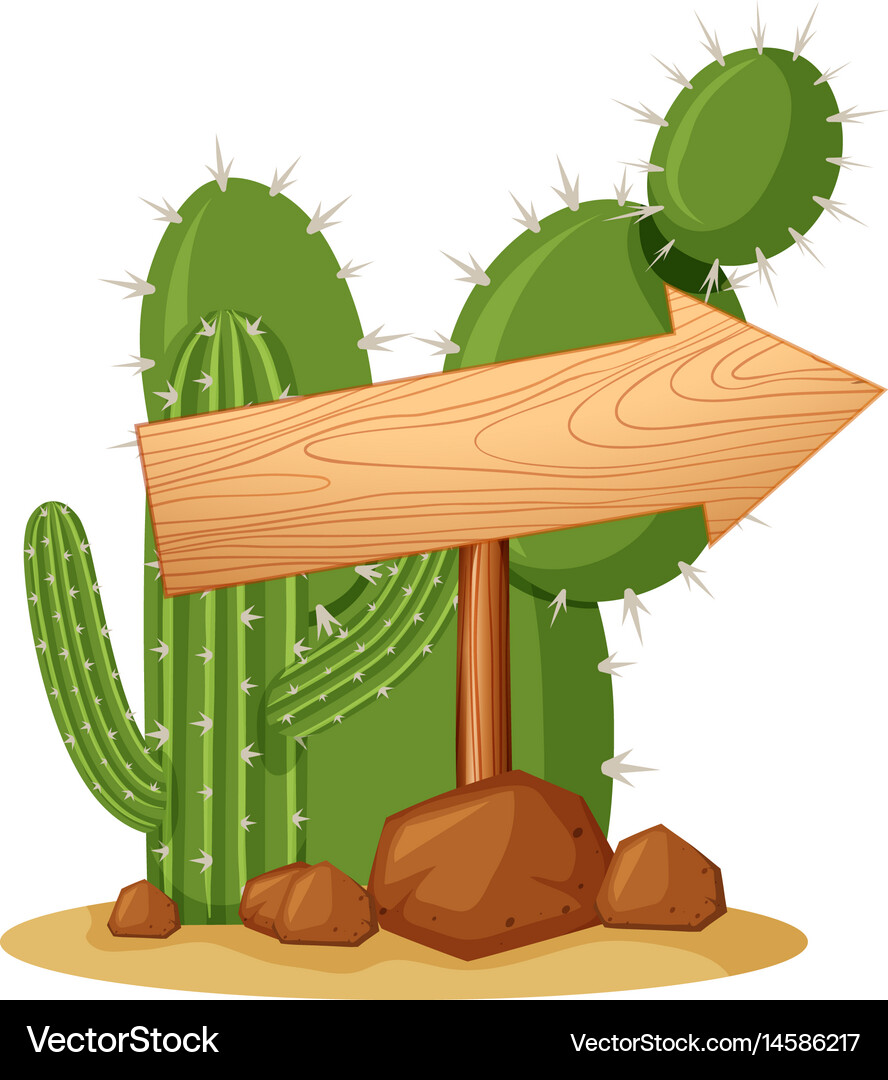 Right arrow in cactus garden Royalty Free Vector Image
