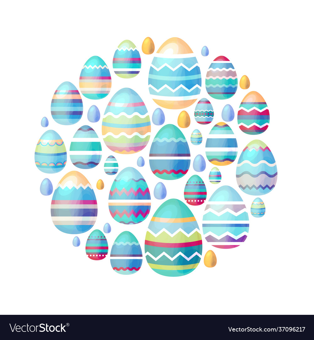 Round template with festive easter elements Vector Image