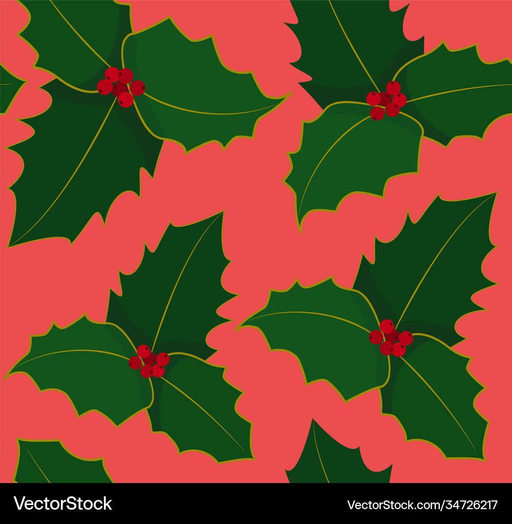 Seamless christmas pattern with holly fir Vector Image
