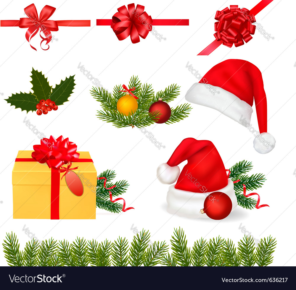 Set christmas objects Royalty Free Vector Image
