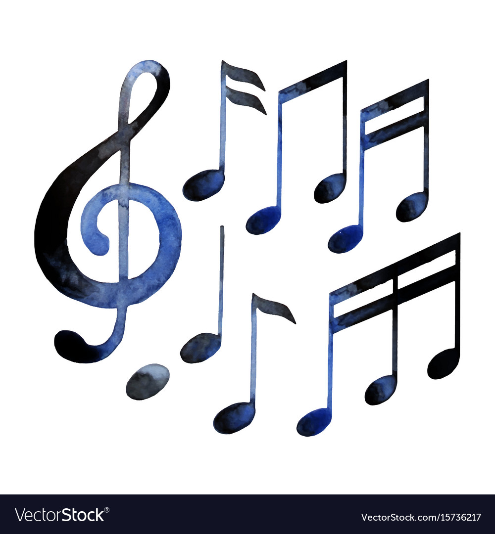 Watercolor musical notes Royalty Free Vector Image