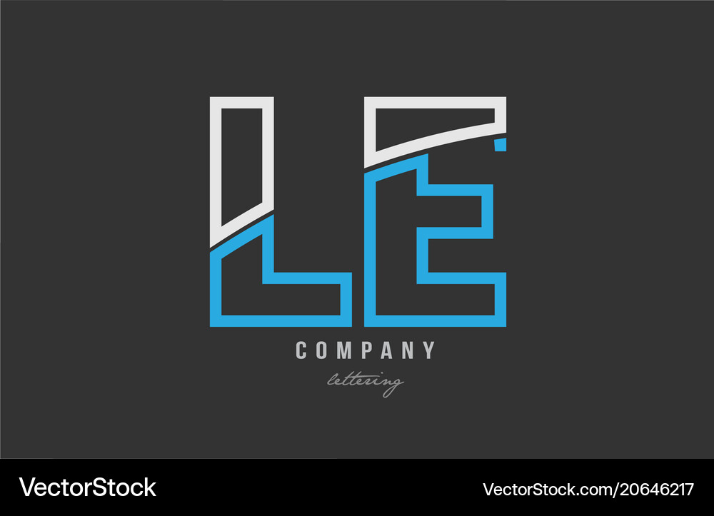White blue alphabet letter le l e logo icon design