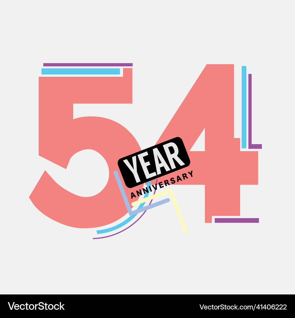 54th years anniversary logo birthday celebration Vector Image