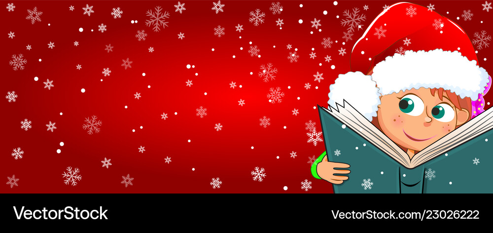 A child reads book for christmas Royalty Free Vector Image