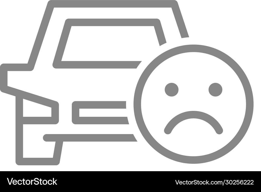 Car with sad face line icon worst transportation Vector Image