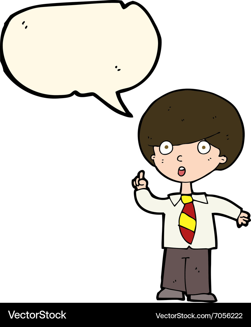 Cartoon school boy answering question with speech Vector Image
