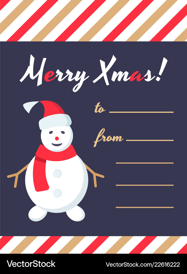Christmas card with snowman Royalty Free Vector Image