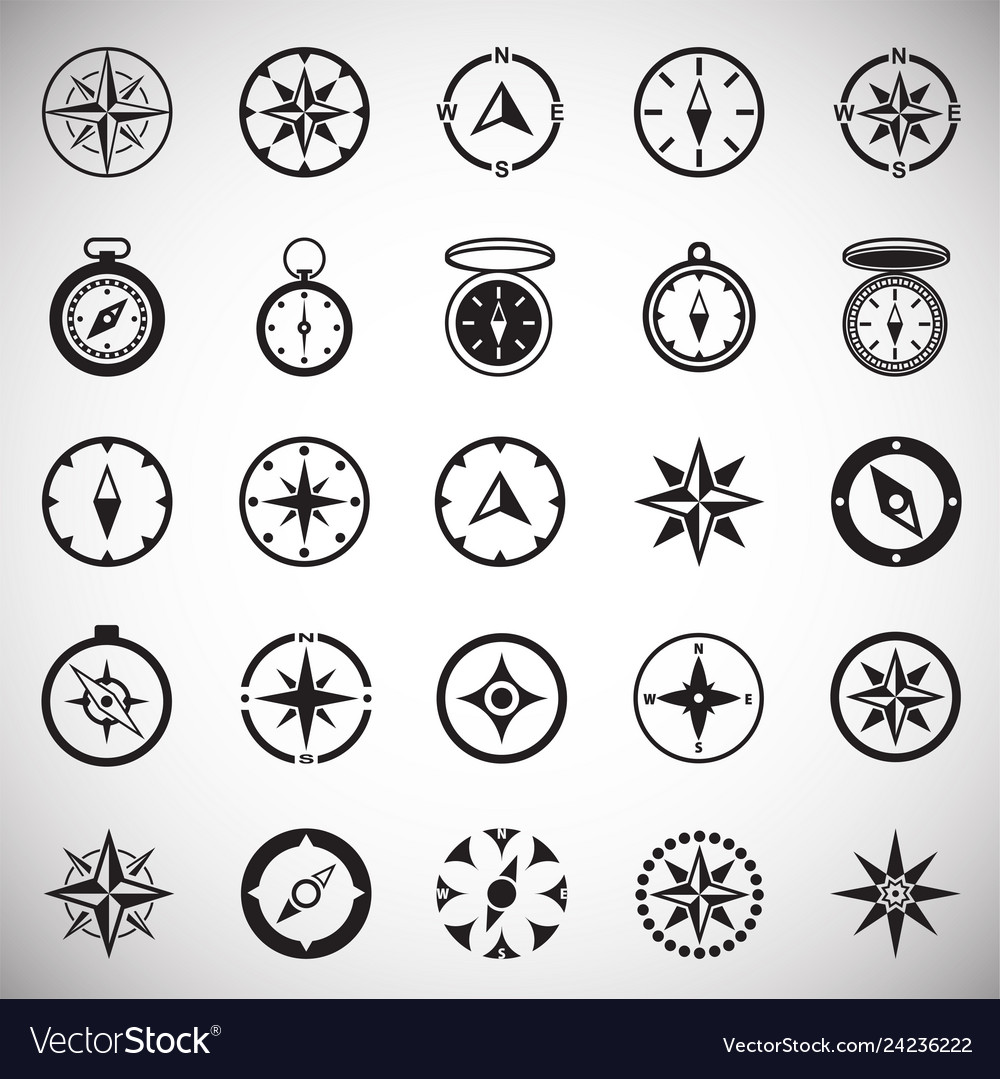 Compass icons set on white background for graphic Vector Image