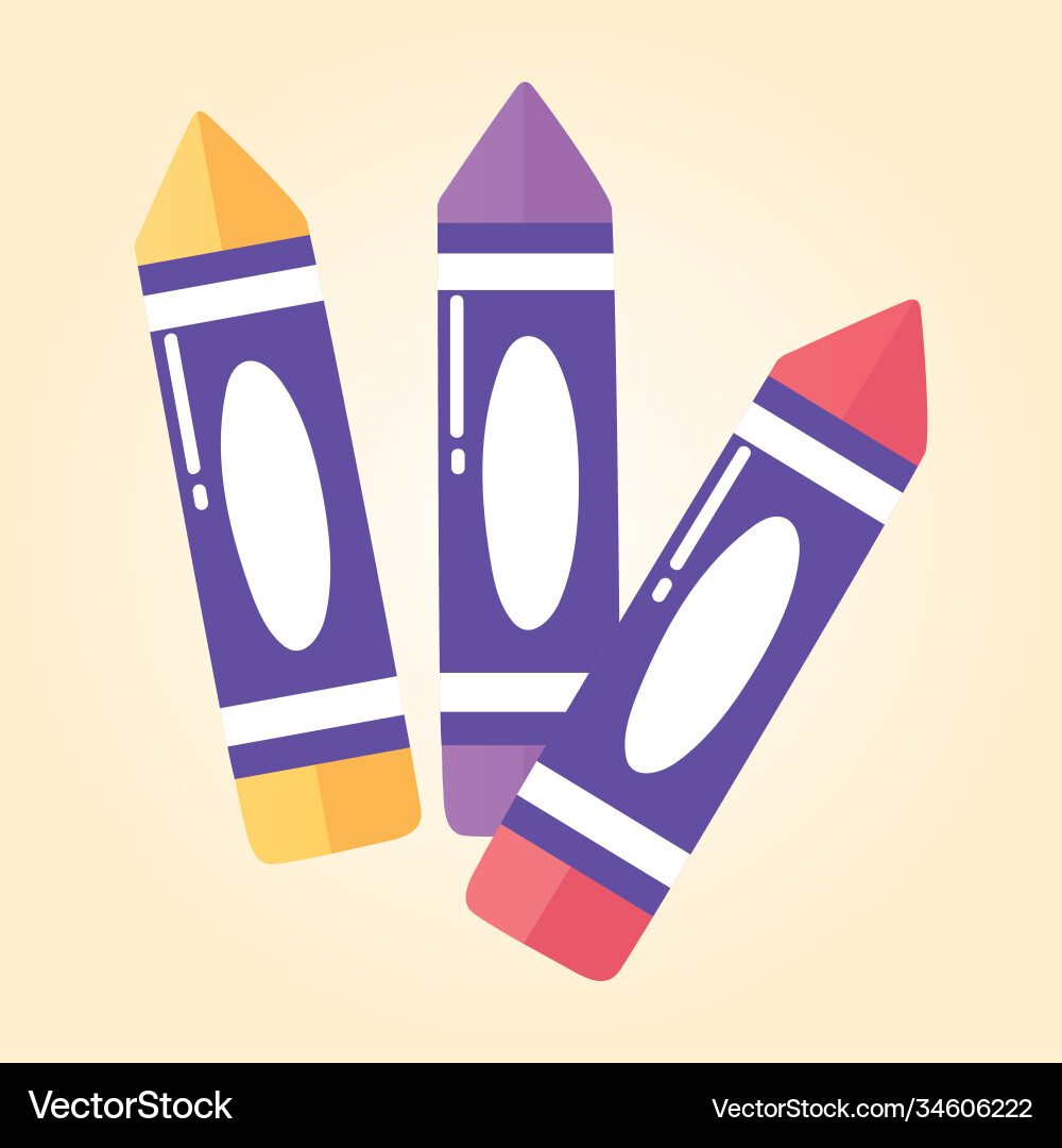 Education crayons color school elementary cartoon Vector Image