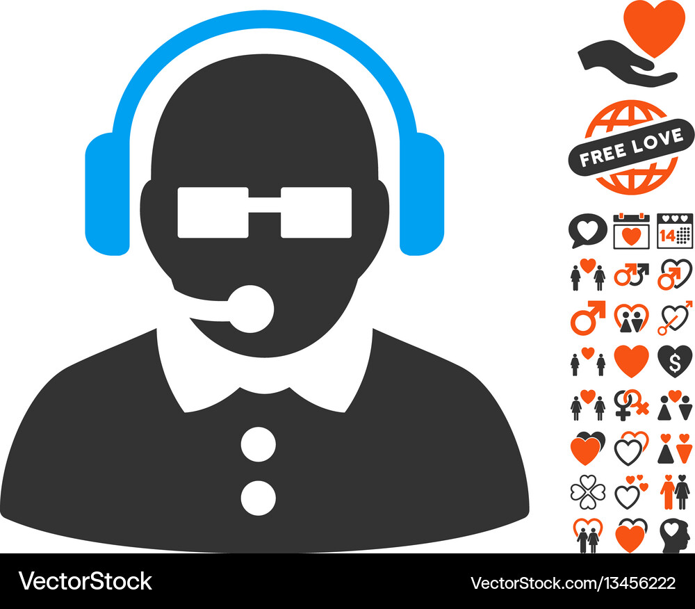 Female operator icon with dating bonus Royalty Free Vector