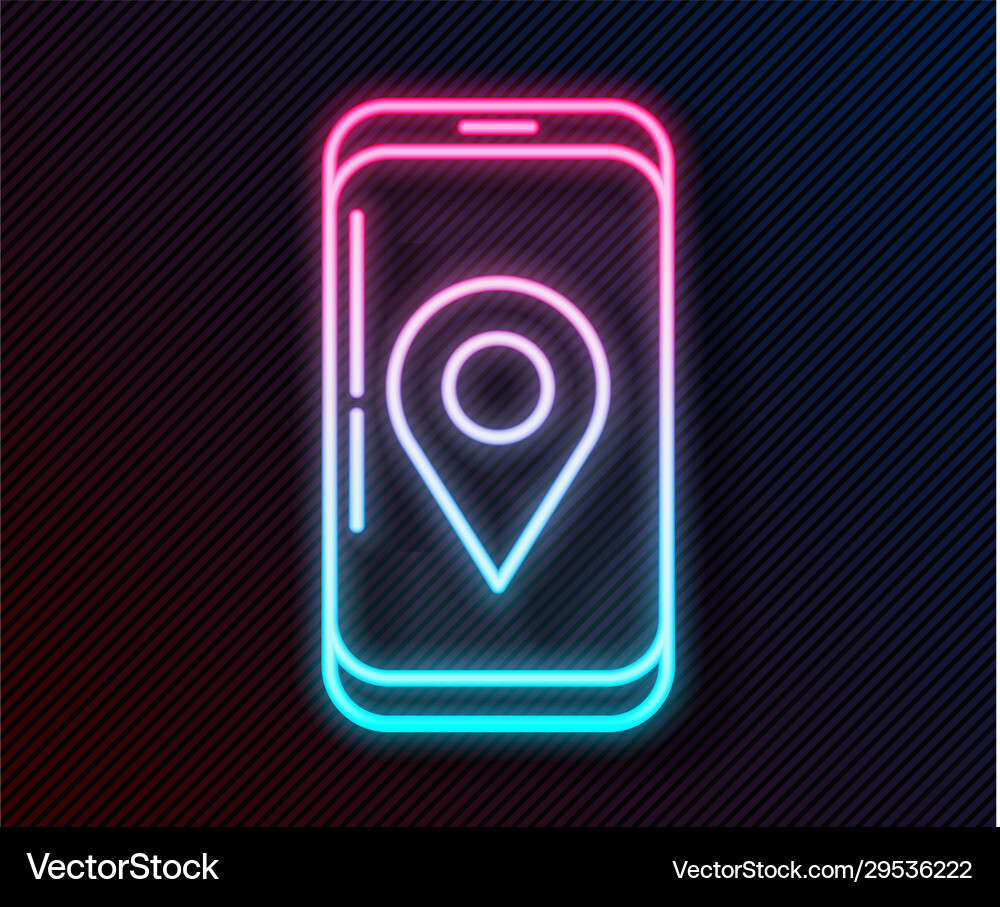 Glowing neon line mobile smart phone with app Vector Image