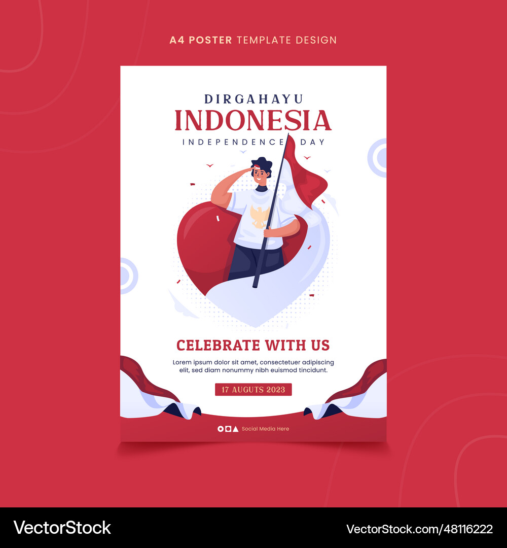 Indonesian independence day poster design Vector Image