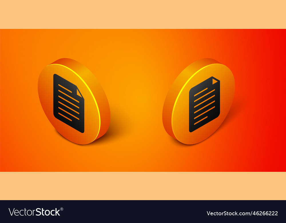 Isometric file document icon isolated on orange Vector Image