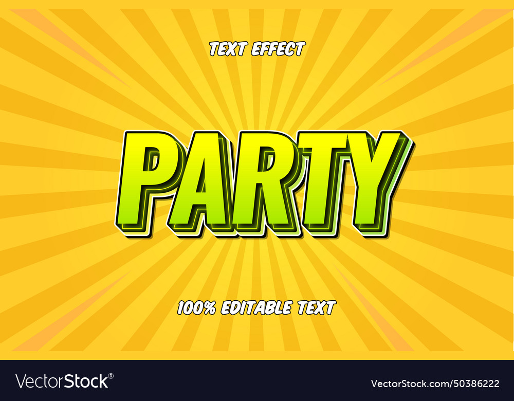 Party editable text effect Royalty Free Vector Image