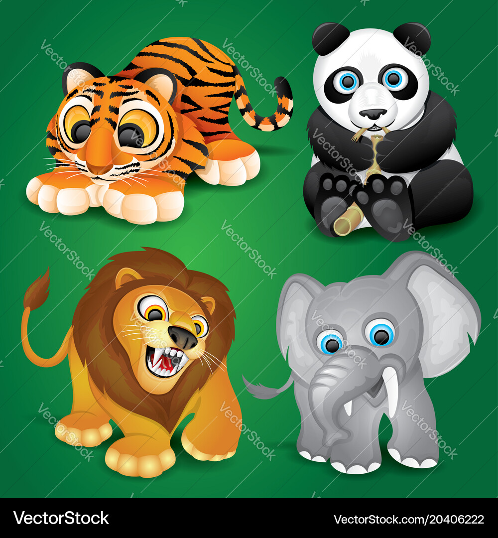 Set of cute animals Royalty Free Vector Image - VectorStock