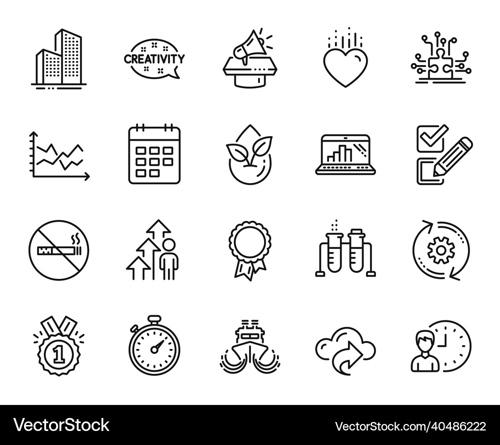 Set of diagram chart megaphone and working Vector Image