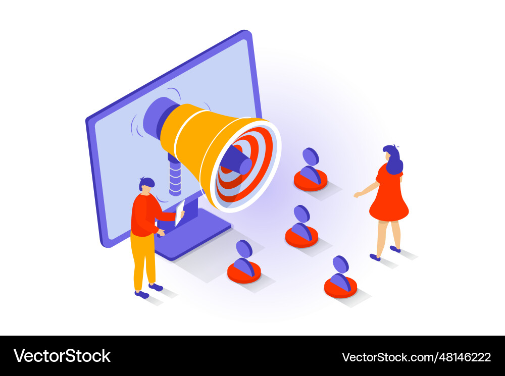 Social media concept in 3d isometric design Vector Image
