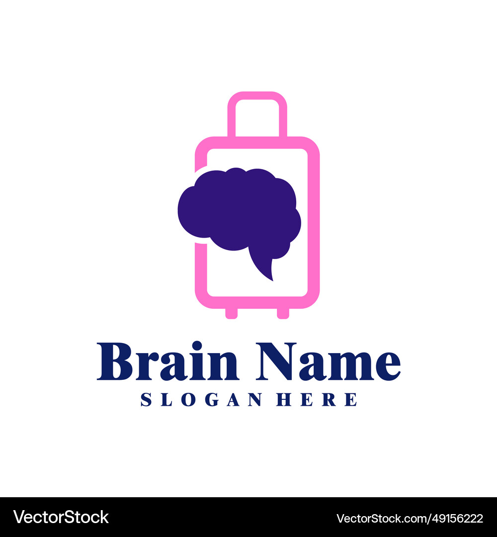 Suitcase brain logo design creative Royalty Free Vector