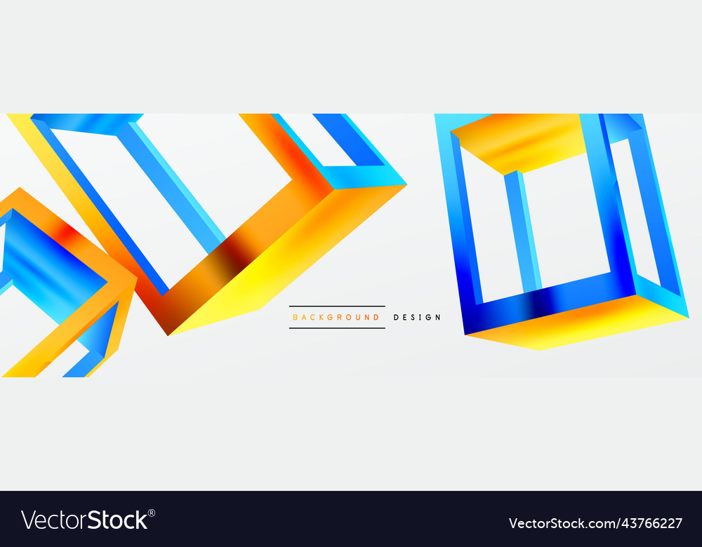 3d Cube Shapes Geometric Background Trendy Vector Image