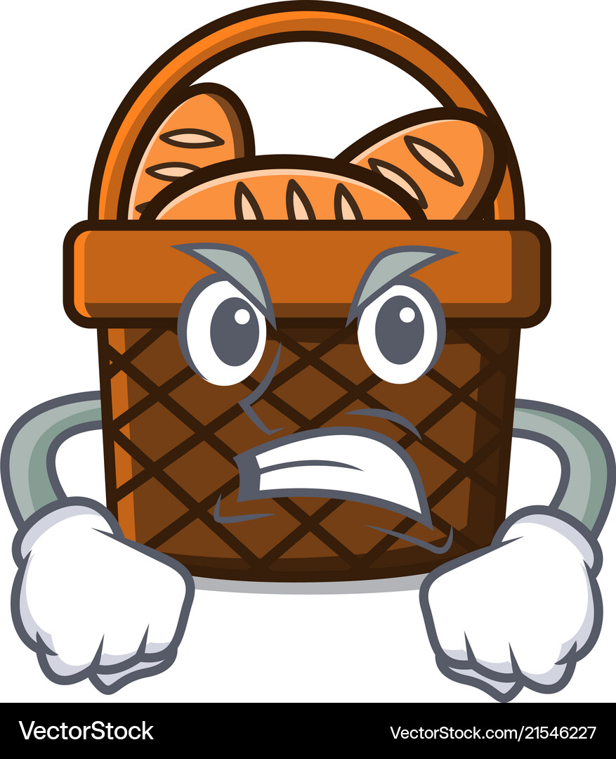Angry bread basket mascot cartoon Royalty Free Vector Image