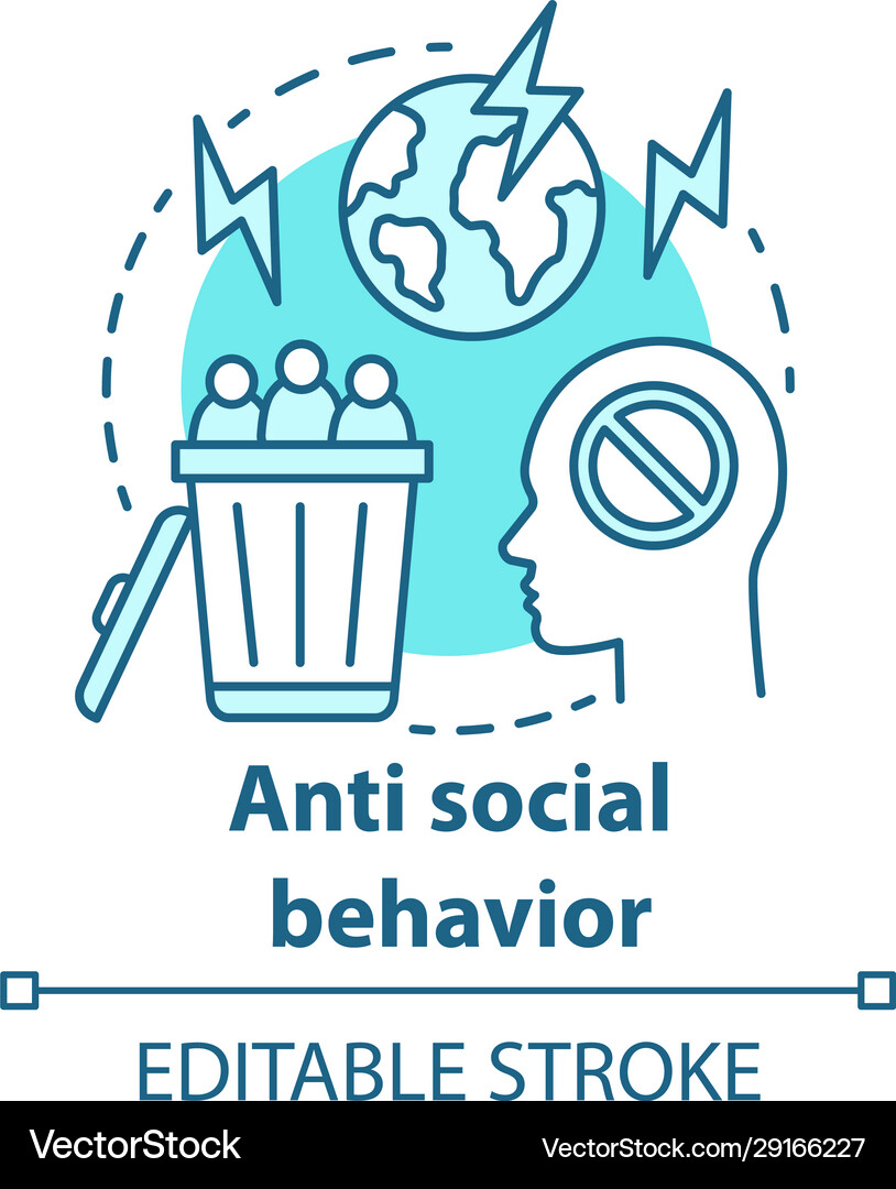 Anti social behavior concept icon antisocial Vector Image