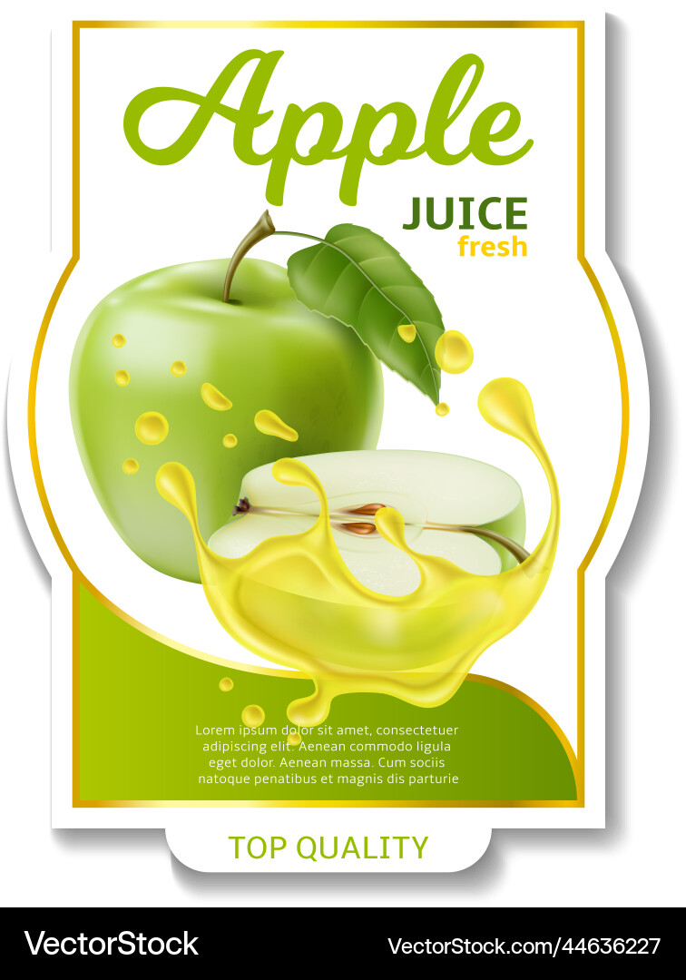 Apple juice label mockup fruit product sticker Vector Image