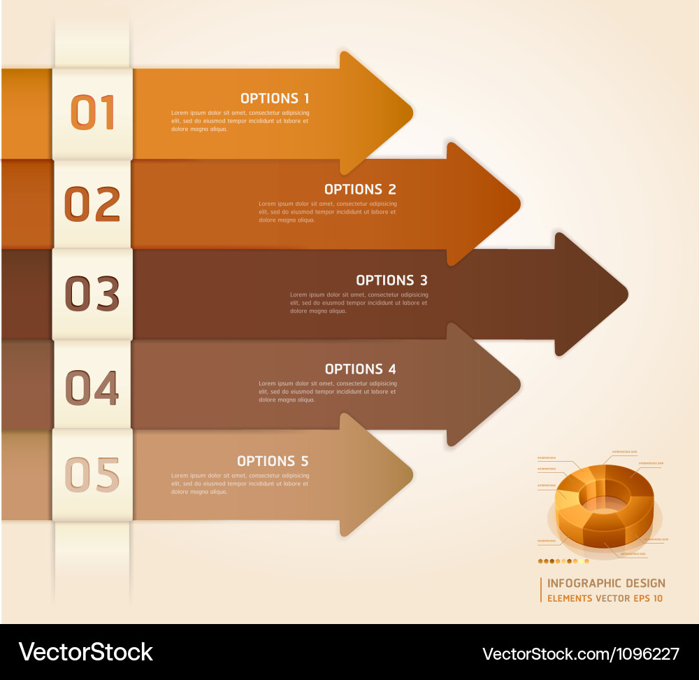 Brown color arrow number options banner Royalty Free Vector