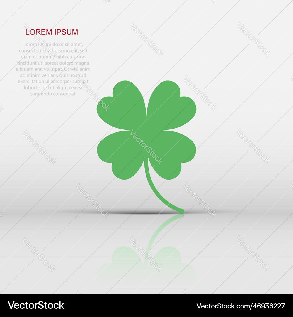 Four leaf clover icon in flat style clover sign Vector Image