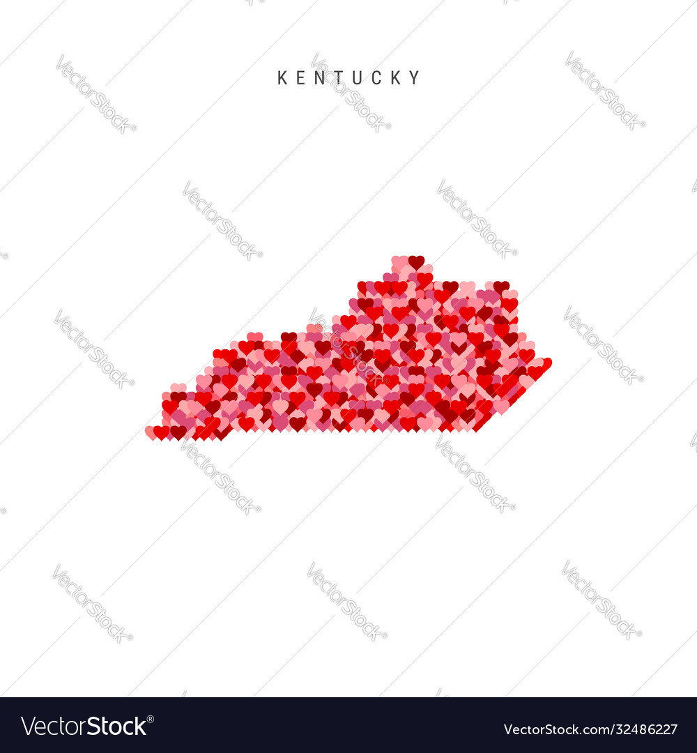 I love kentucky red hearts pattern map Royalty Free Vector