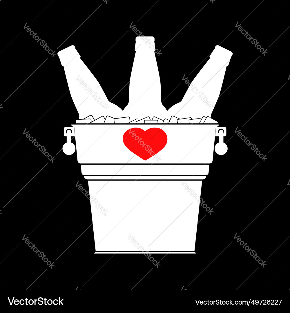 Metal beer bucket with bottles Royalty Free Vector Image