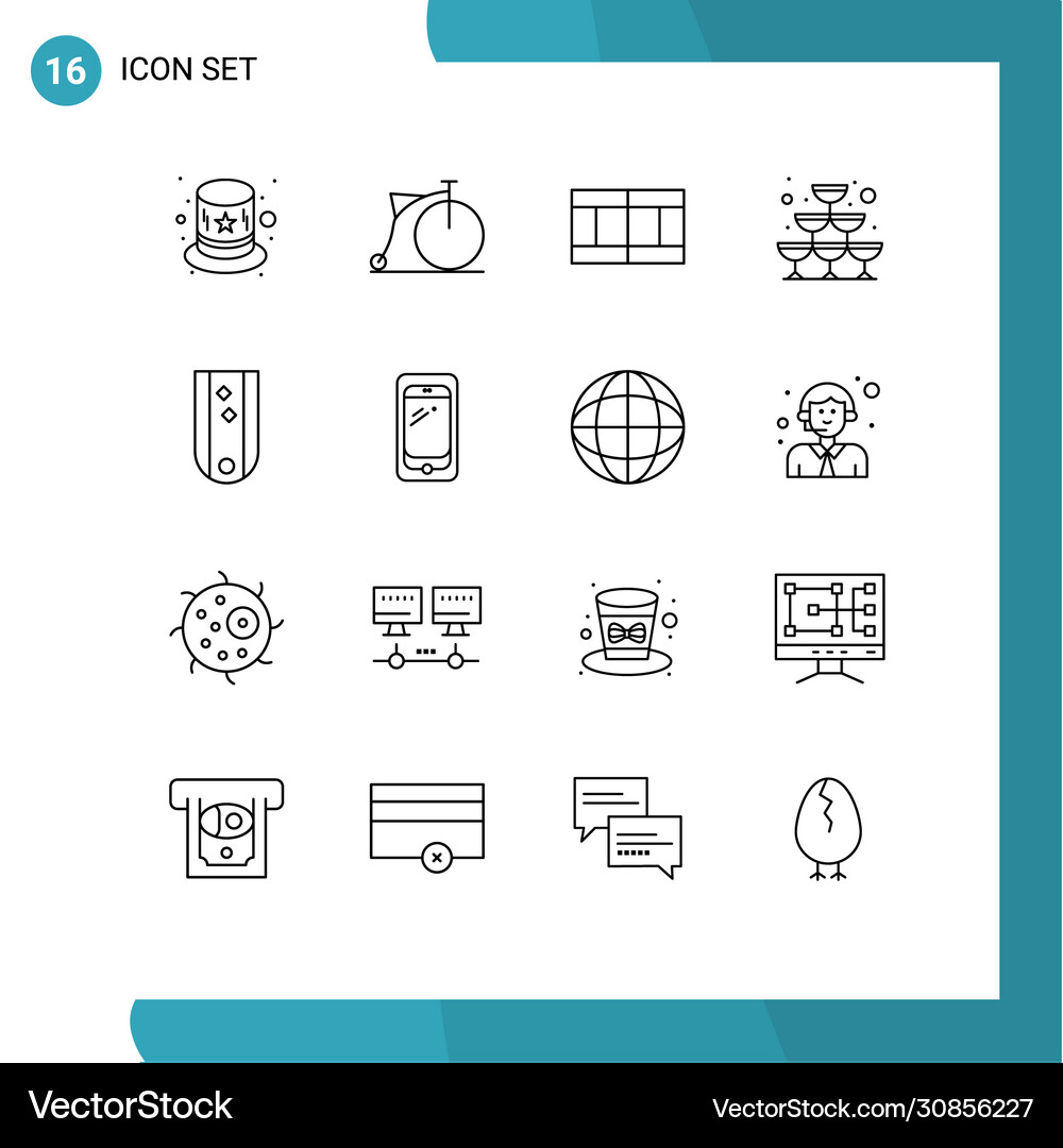Outline pack 16 universal symbols rank Royalty Free Vector