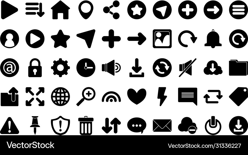 Social media and web silhouette style icon set Vector Image