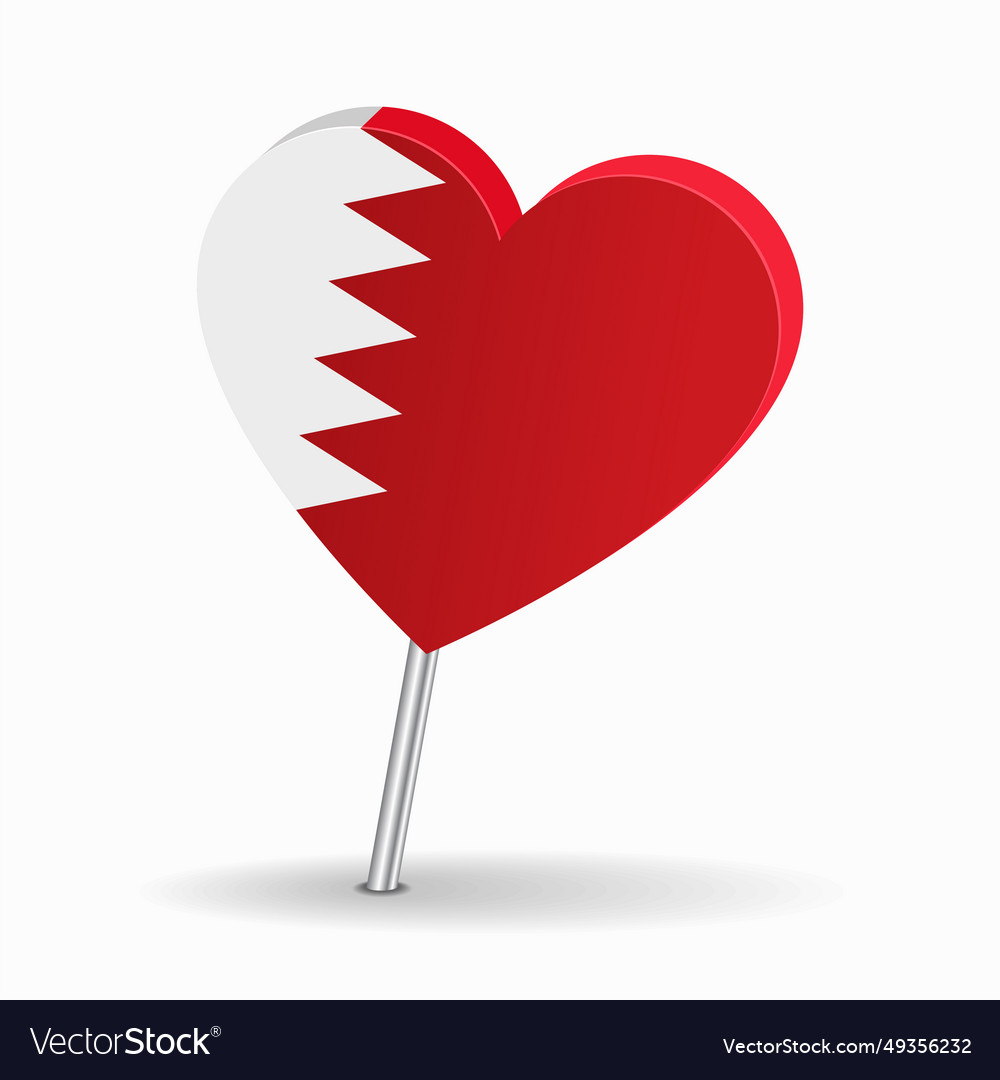 Bahraini flag heart-shaped map pointer layout Vector Image