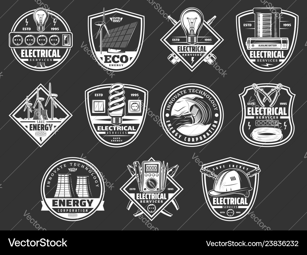 Electrical service and energy power icons Vector Image