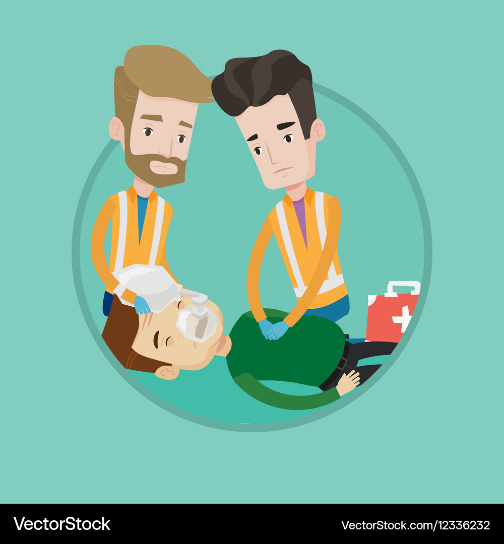 Emergency doctors carrying man on stretcher Vector Image