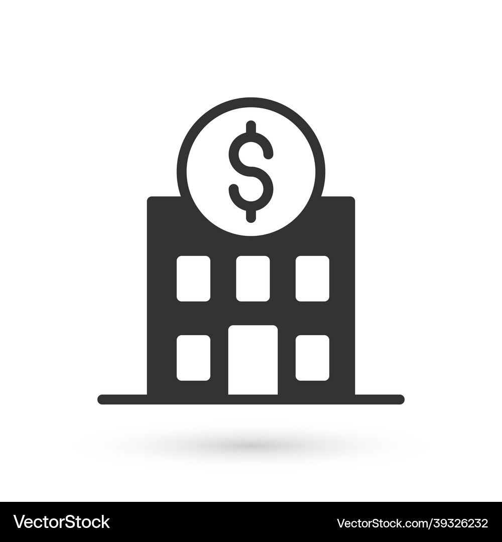 Grey bank building icon isolated on white Vector Image