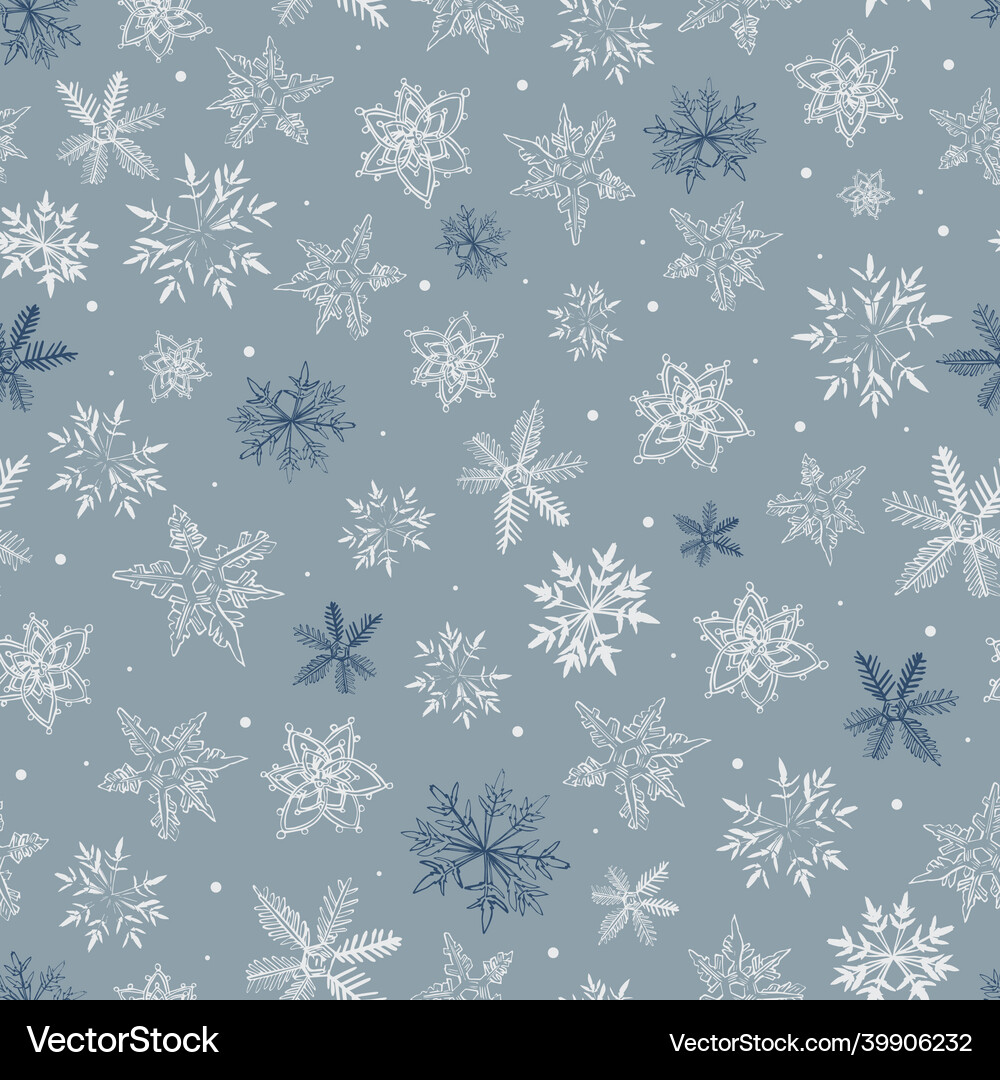 Grey snowflakes in the evening sky Royalty Free Vector Image