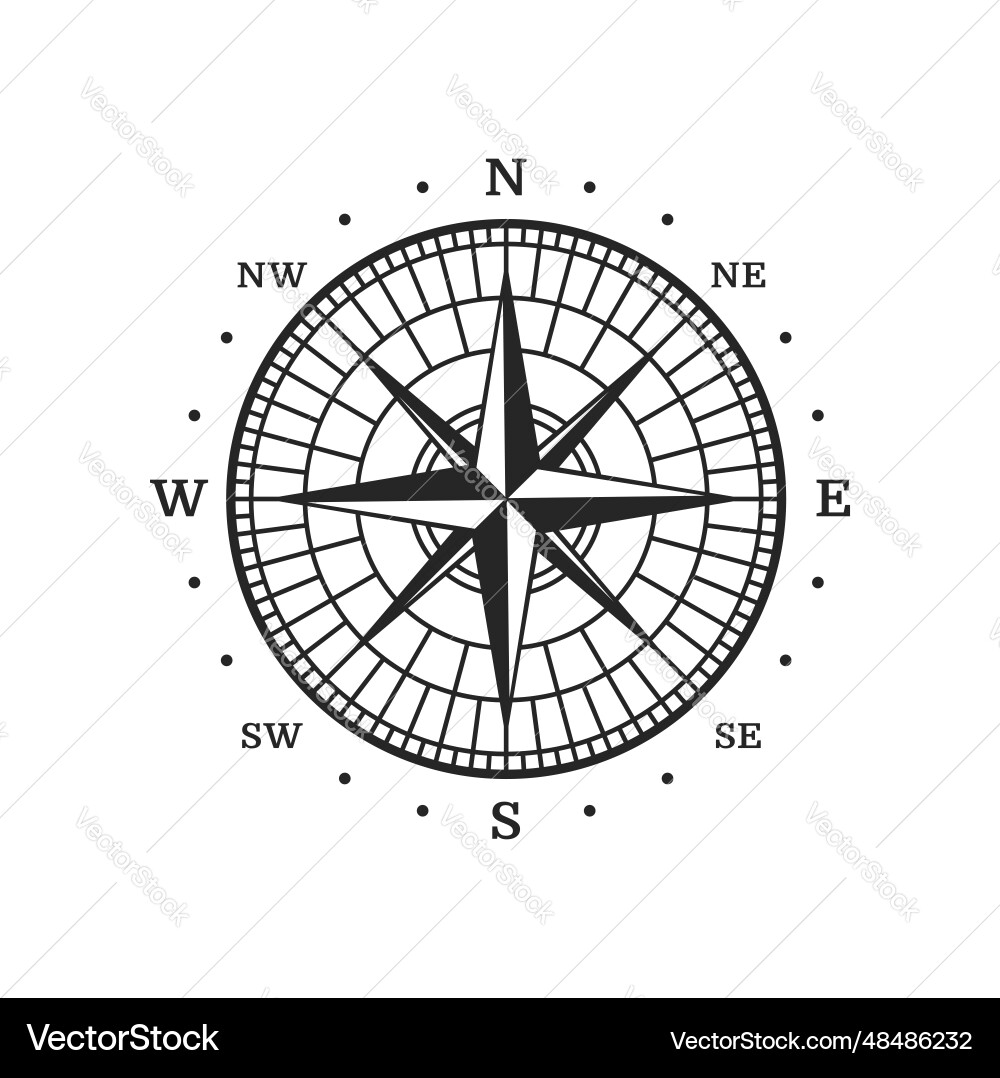 Old compass vintage map wind rose marine travel Vector Image