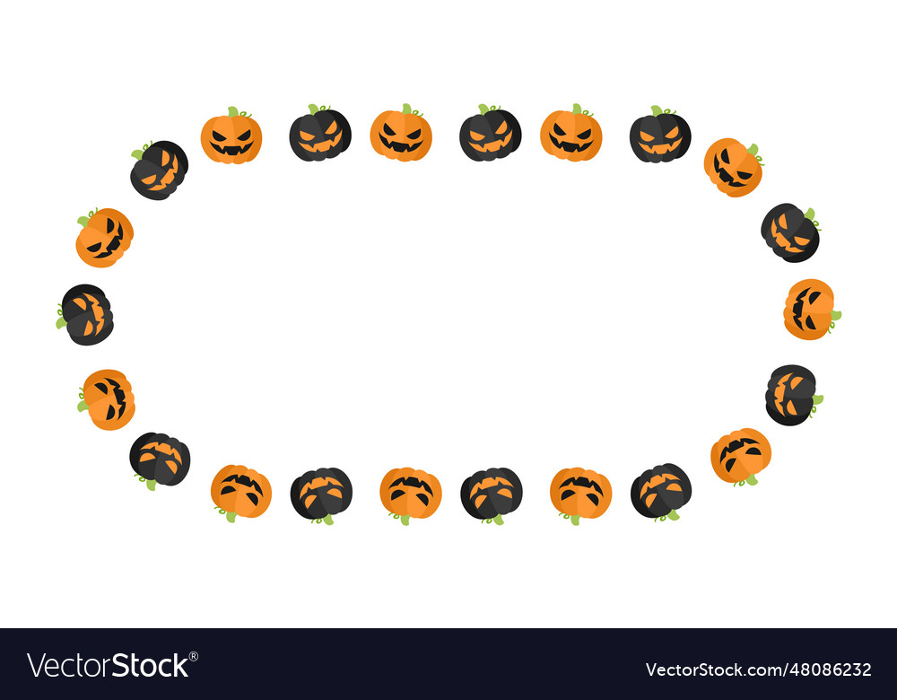 Oval jack o lantern halloween frame border Vector Image
