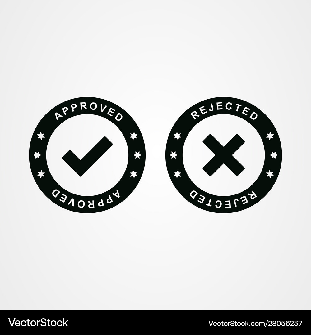 Approved and rejected icon logo round stamp Vector Image