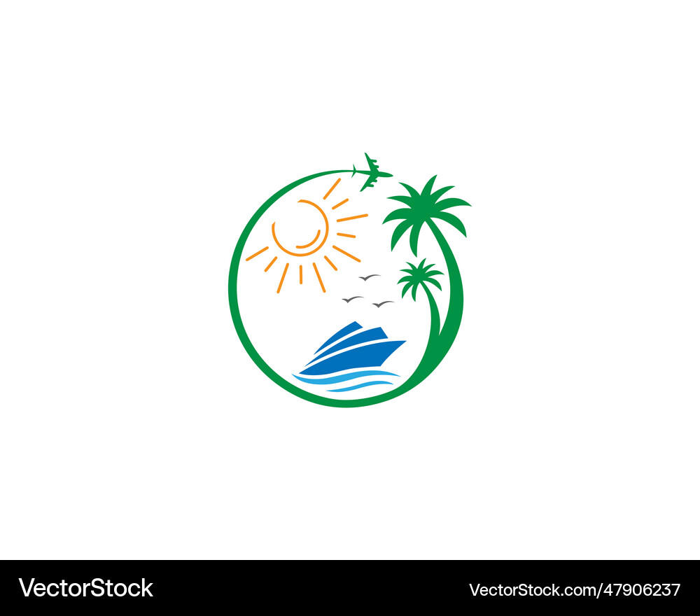 Beach traveling with palm tree logo design Vector Image