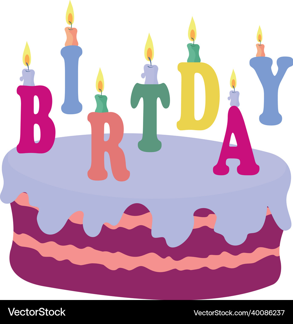 Cake candles and birthday sign Royalty Free Vector Image
