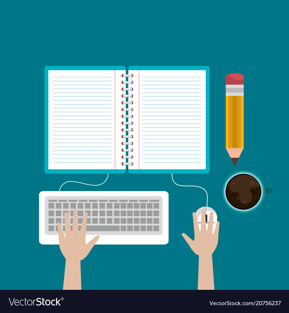 Desktop computer with easy e-learning Royalty Free Vector