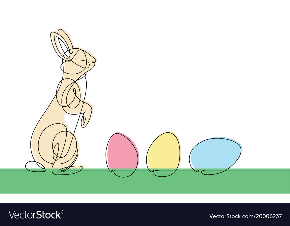 Easter bunny continuous line Royalty Free Vector Image