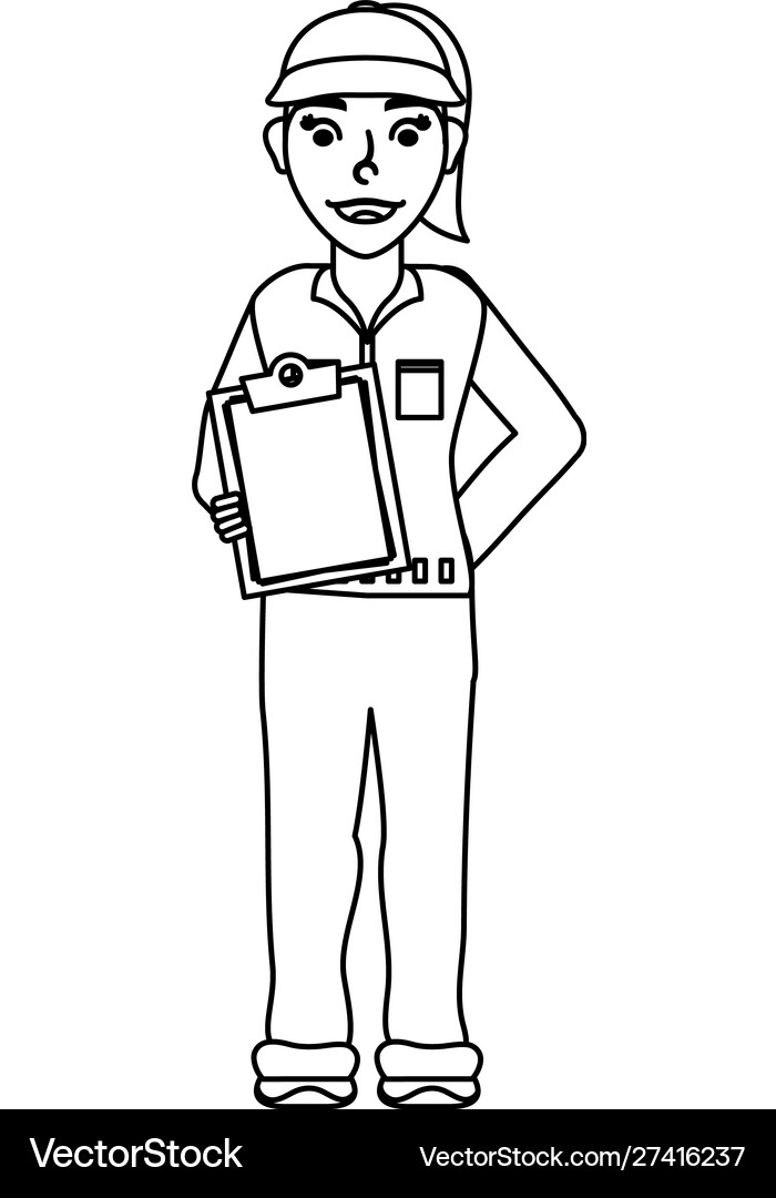 Female young mechanic worker with checklist Vector Image