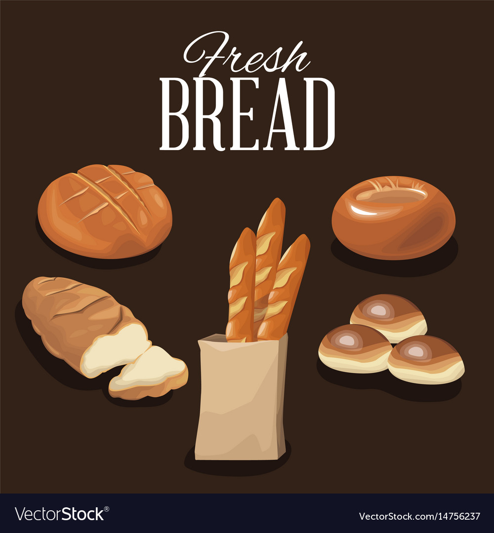 Fresh bread and wheat whole cereal nutrition Vector Image