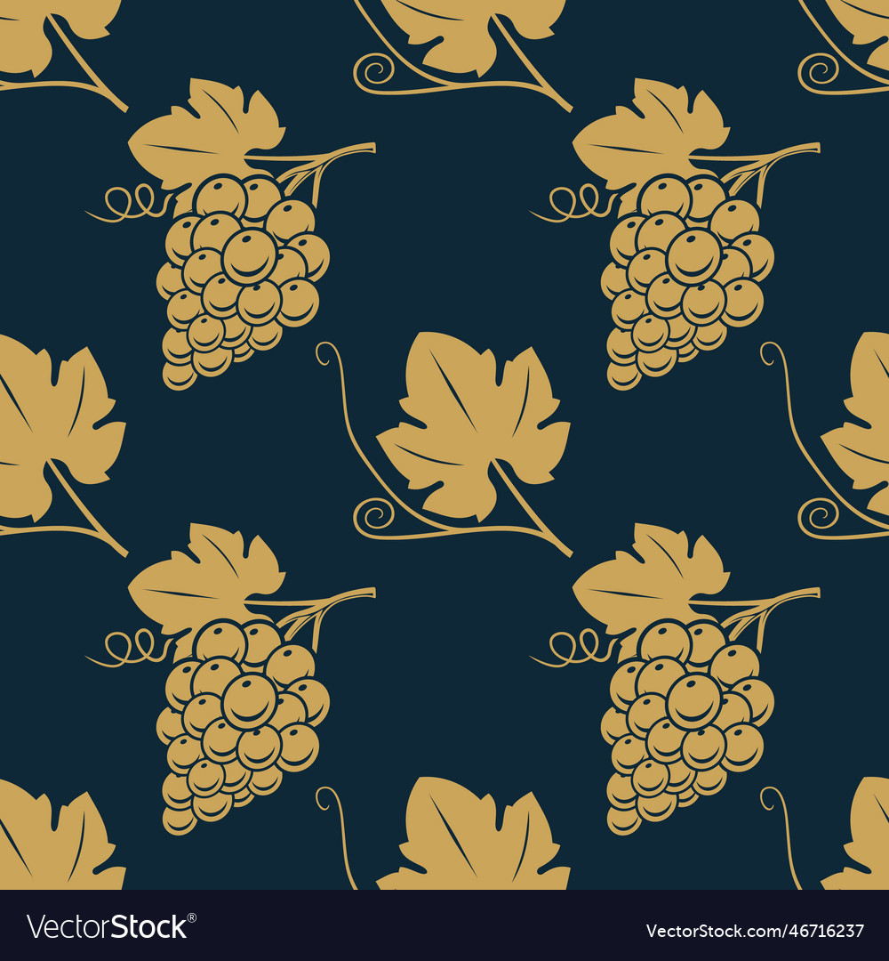 Grape and leaf seamless pattern Royalty Free Vector Image
