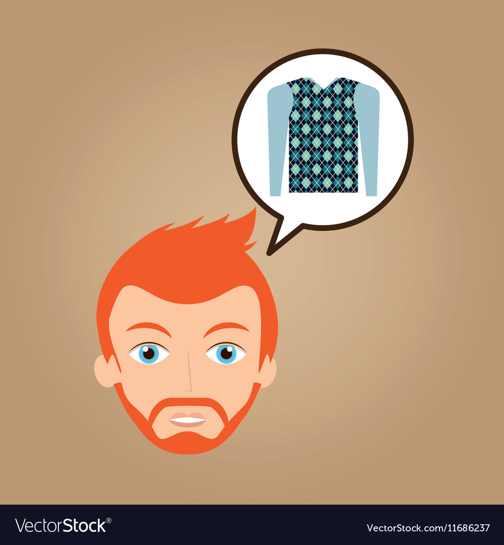 Man hipster bearded wearing knitted sweater Vector Image
